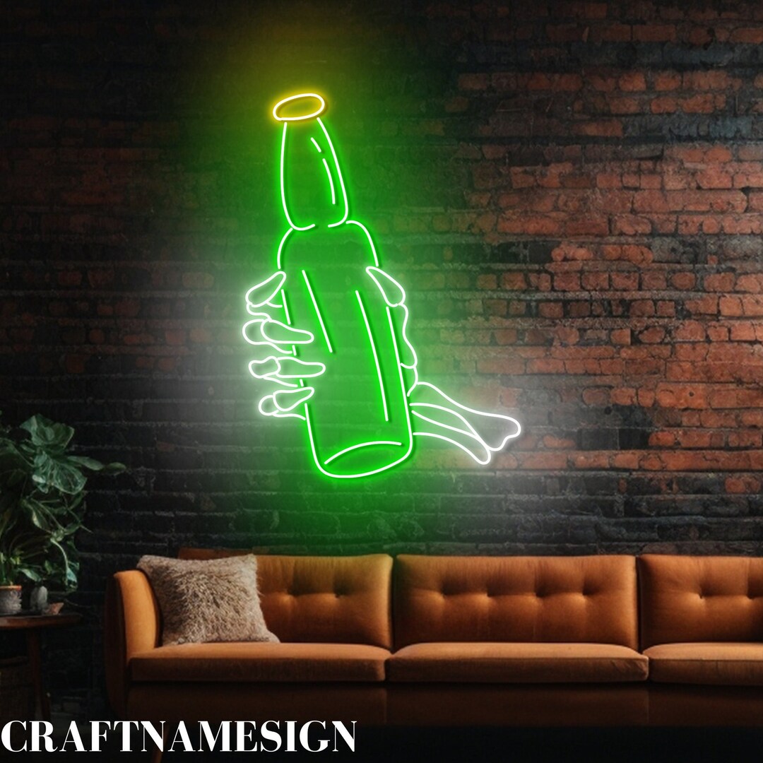 Skeleton Hand Beer Neon Light, Skeleton Hold Beer Led Sign, Custom Neon ...