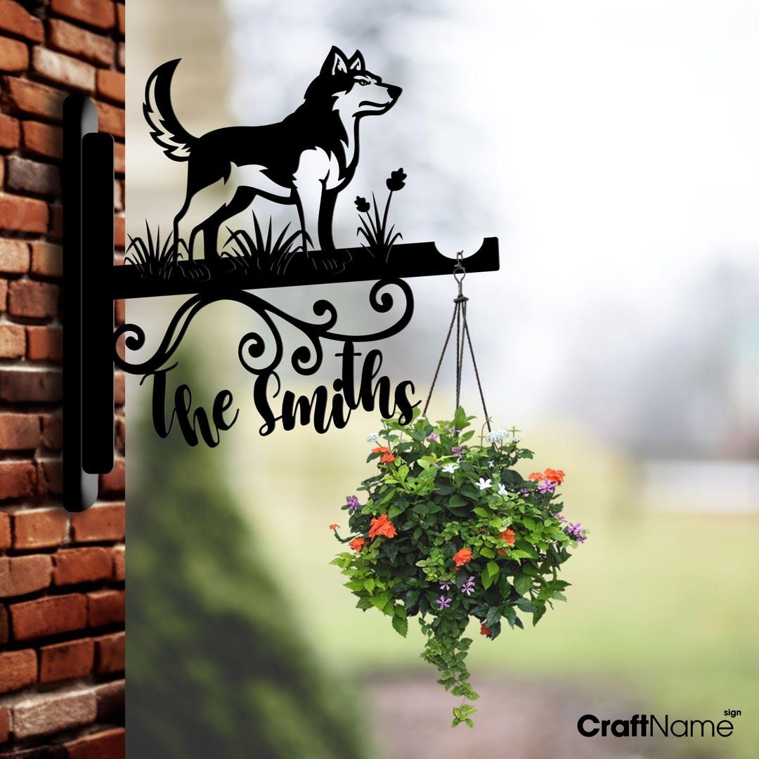 Personalized Siberian Husky Dog Hanging Planter Metal Wall Art, Custom ...