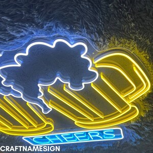 Cheers Beer Neon Sign, Beer Cheering Neon Sign, Custom Neon Sign, Home ...
