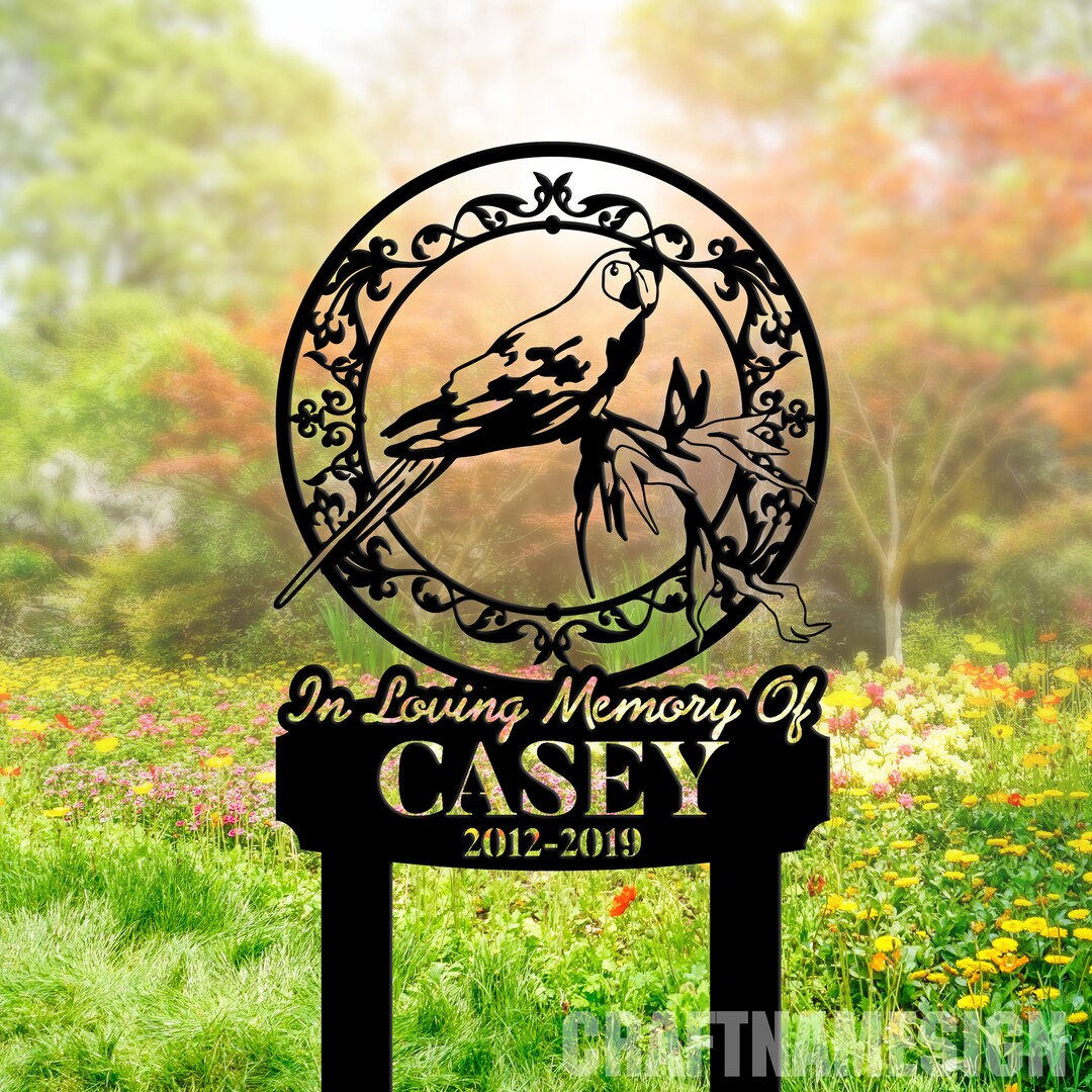 Custom Parrot Bird Garden Stake, Memorial Plaque With Stake ...