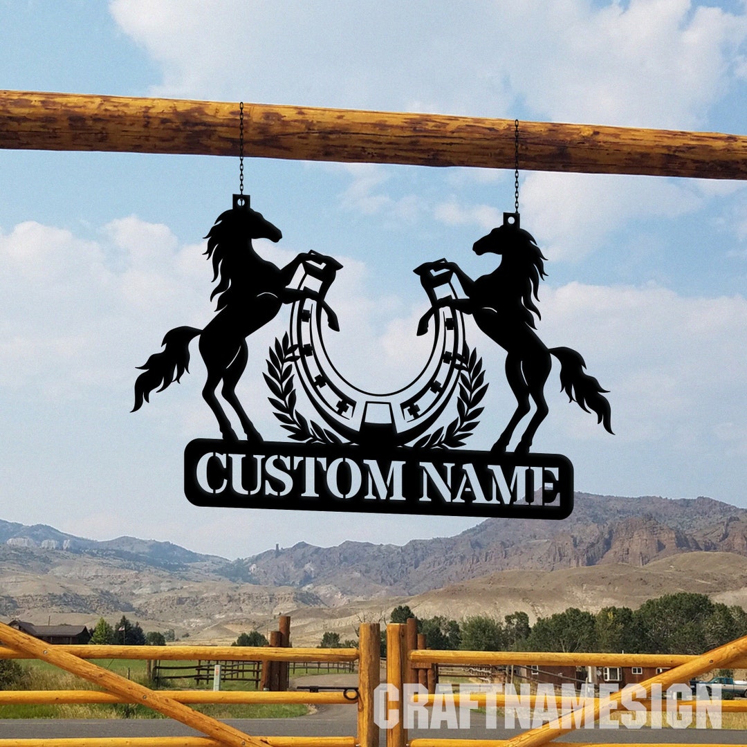 Custom Metal Horse Farm Sign, Metal Name Sign Outdoor, Welcome Farm ...