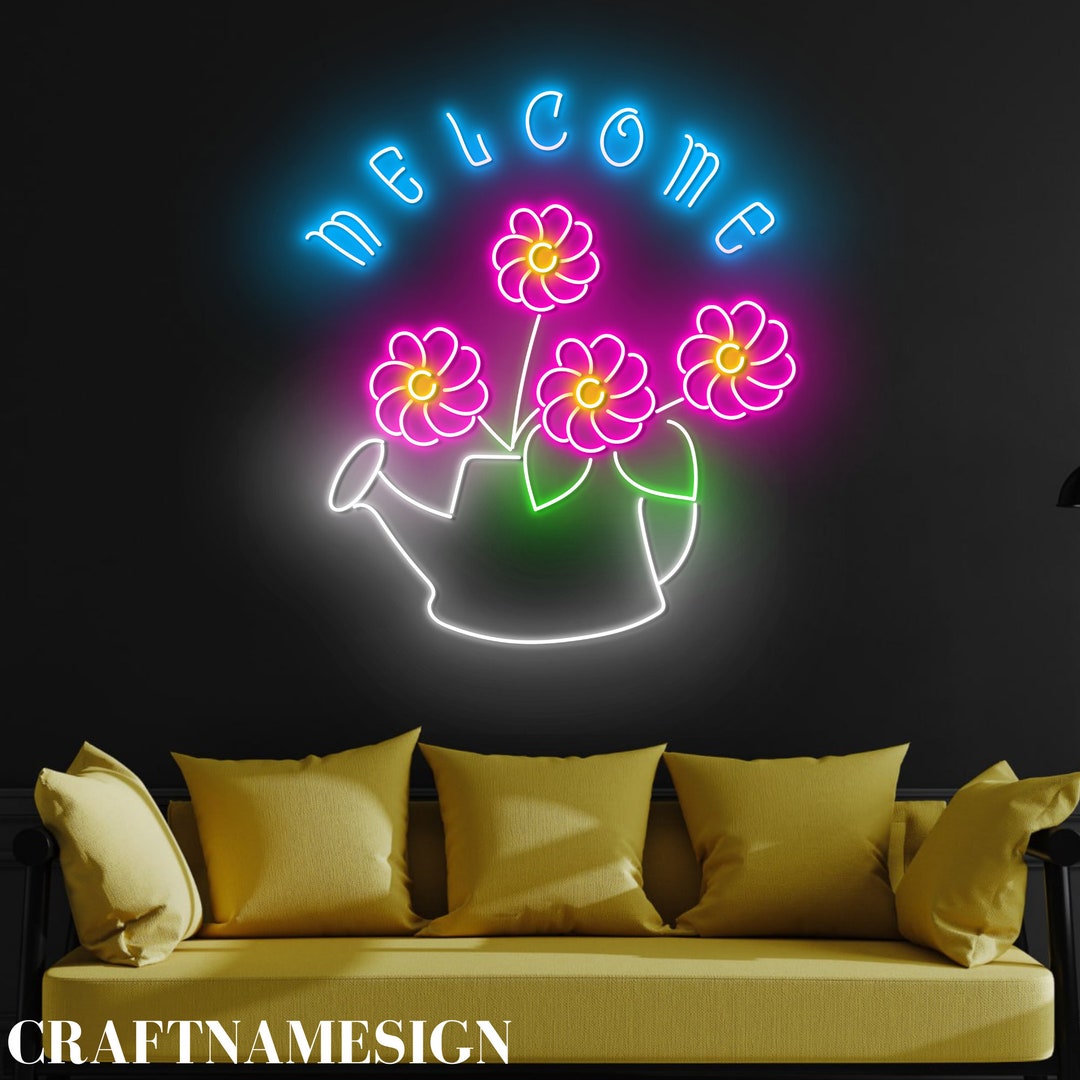 Flower Welcome Neon Signs, Welcome to Store Led Sign, Flower Shop Wall ...