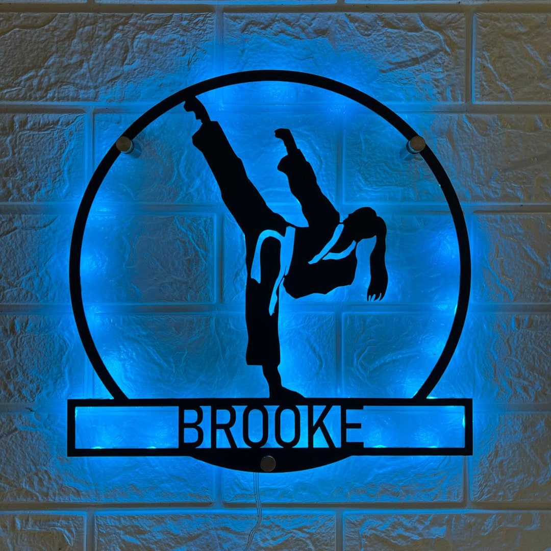 Custom Girl Karate Martial Arts Metal Wall Art With LED Light ...