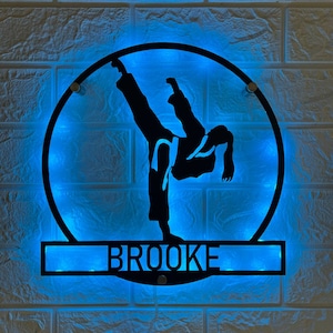 Custom Girl Karate Martial Arts Metal Wall Art With LED Light ...