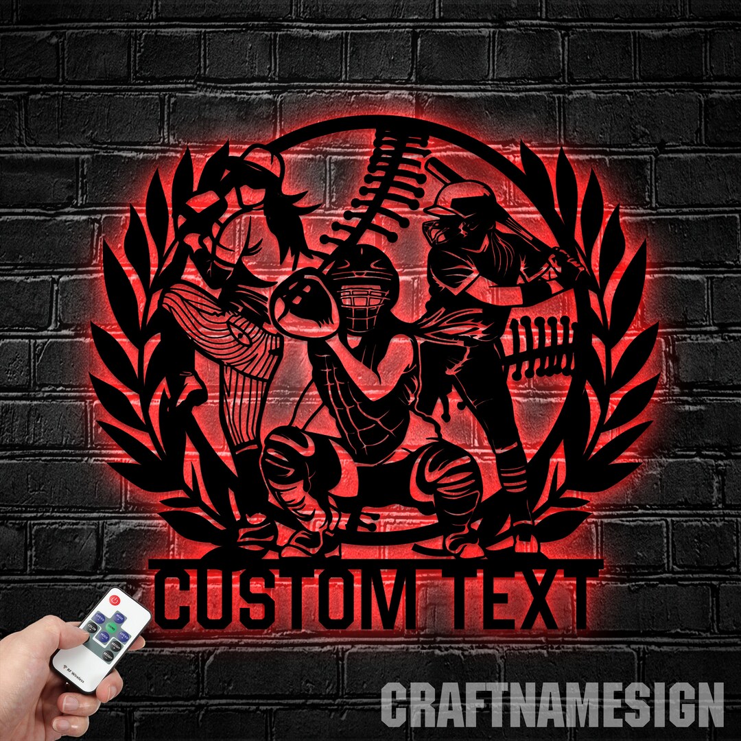 Personalized Girl Hockey Metal Sign, LED Hockey Stick Metal Wall Art ...