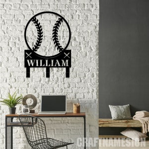 Custom Baseball Bat Metal Key Holder, Baseball Lover Name, Baseball ...