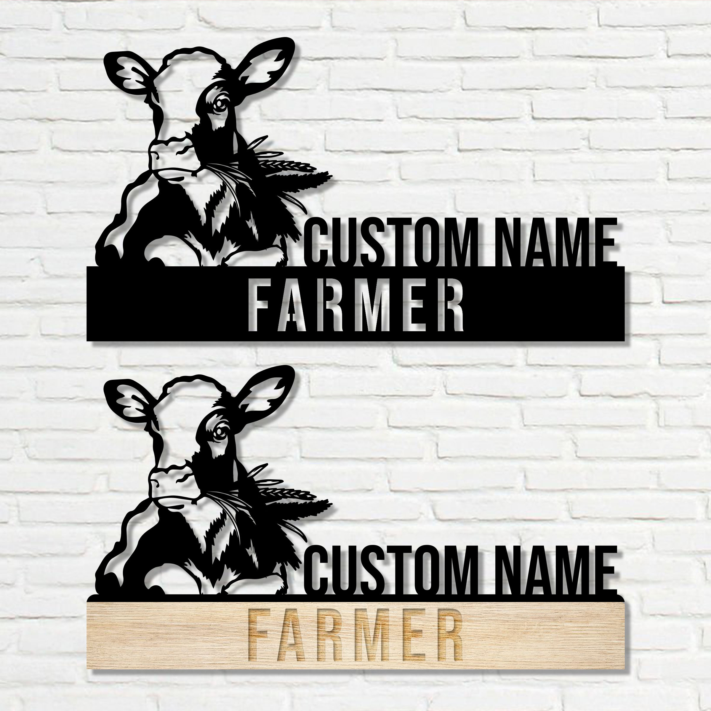 Custom Wooden Cow Farmer Desk Name Plate, Cow Farmer Metal Nameplate ...