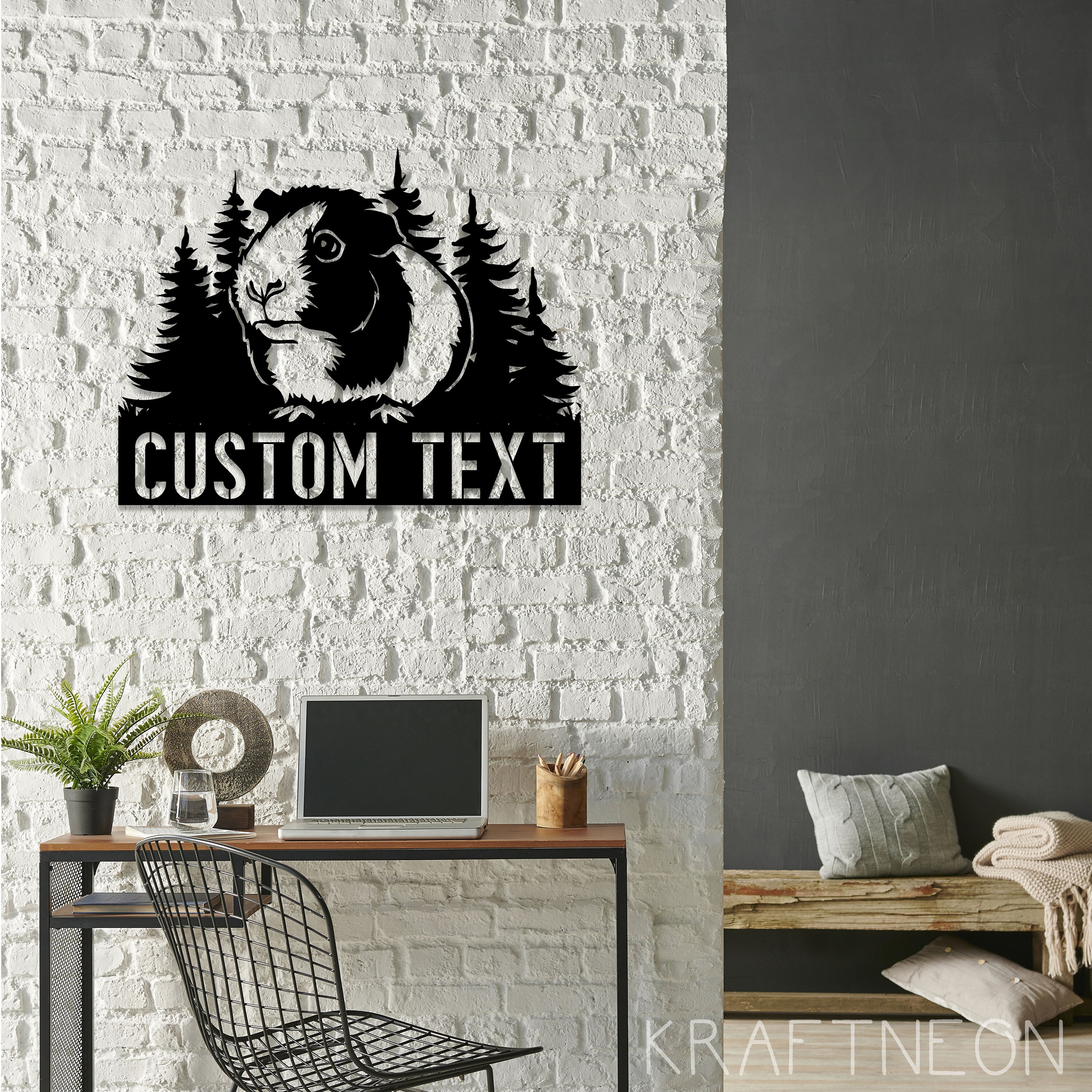 Personalized Guinea Pig Metal Wall Art LED Light, Custom Guinea Pig ...
