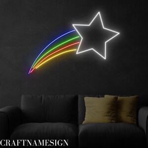 Shooting Star Neon Sign, Shooting Star Led Sign, Custom Neon Sign, Star ...