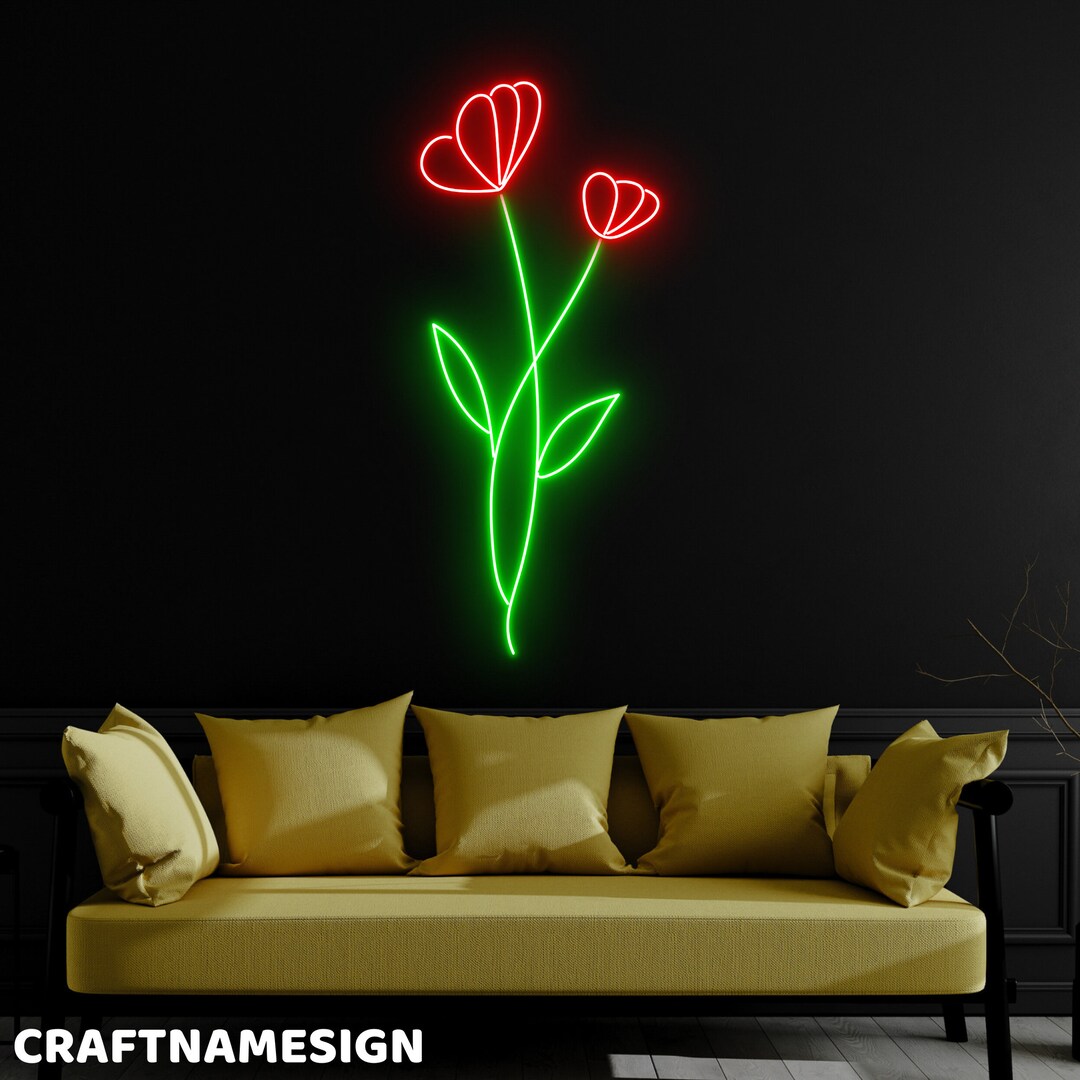 Poppy Flower Neon Sign, Poppies Led Sign, Custom Neon Sign, Flower ...