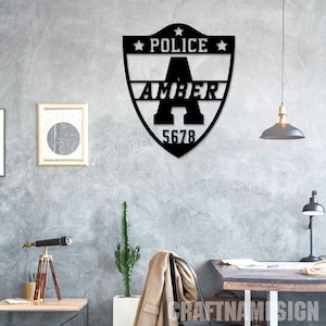 Personalized Police Force Metal Sign With LED Lights, Custom Police ...