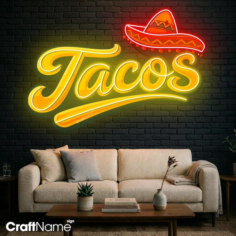 Tacos Neon Sign, LED Wall Light for Taco Shop or Mexican Kitchen Decor ...