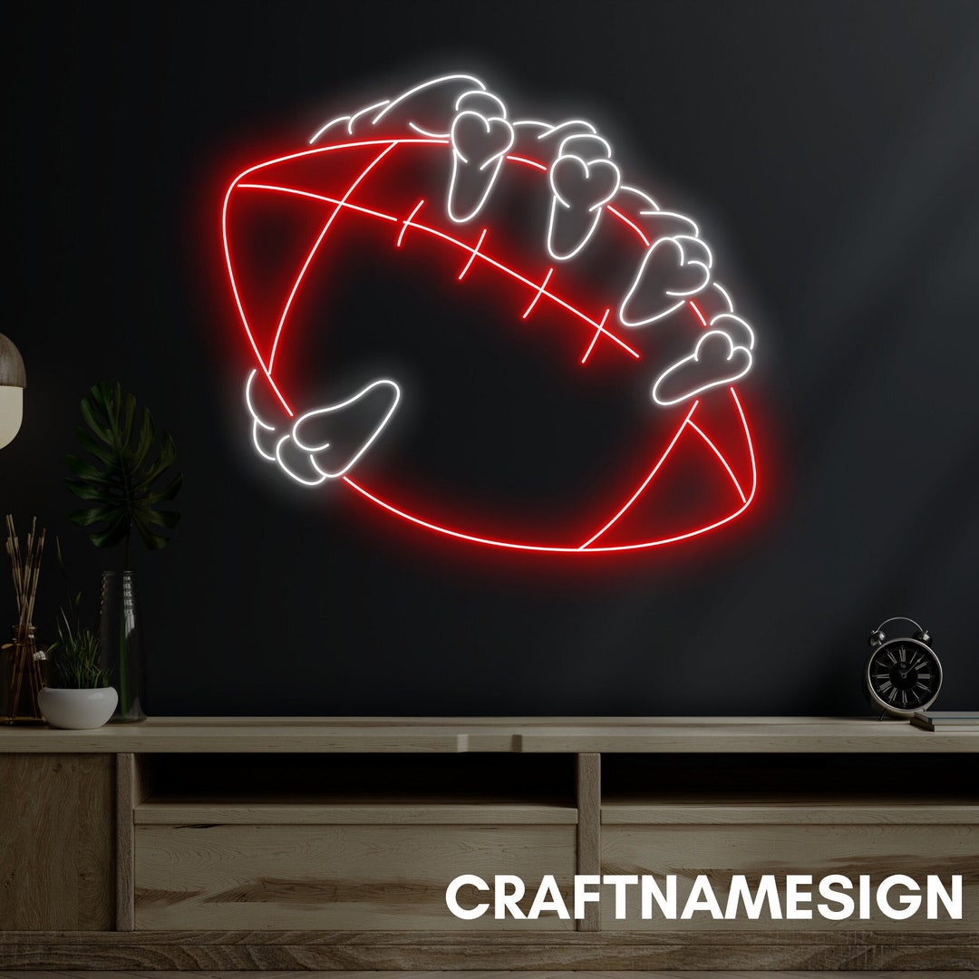 Football Skeleton's Hand Neon Sign, Football Led Sign, Custom Neon Sign ...