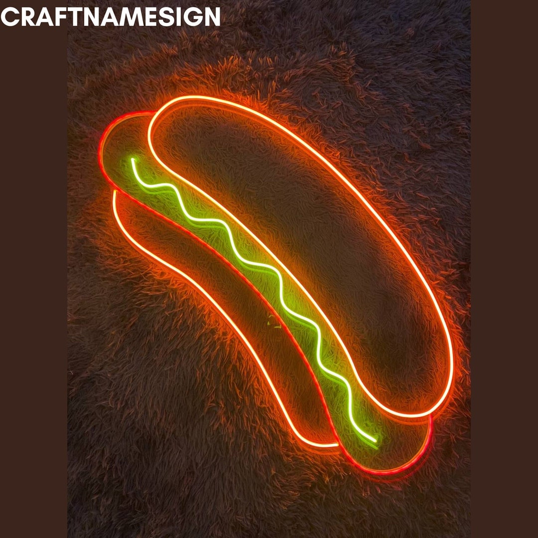 Hot Dog Neon Sign, Hot Dog Led Sign, Custom Neon Sign, Fast Food ...