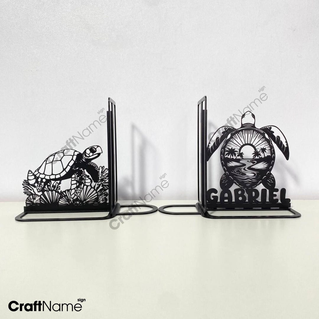 Custom Turtle Bookend Metal Art, Personalized Sea Turtle Book Ends ...