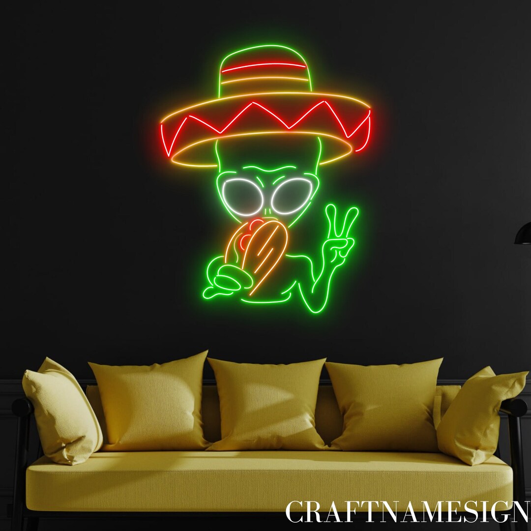 Alien Eat Tacos Neon Sign, Tacos Led Sign, Custom Neon Sign, Fast Food ...