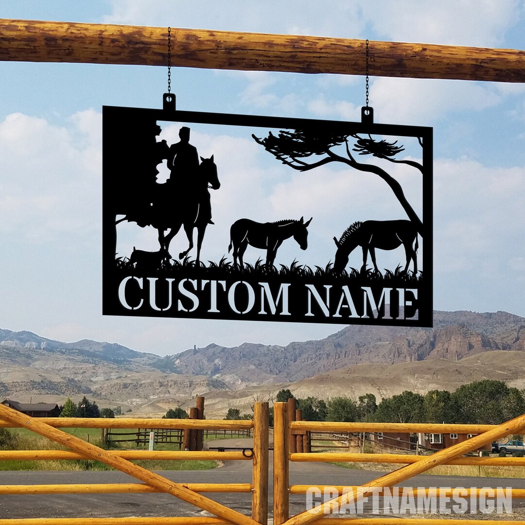 Custom Metal Horse Farm Sign, Metal Name Sign Outdoor, Welcome Farm ...