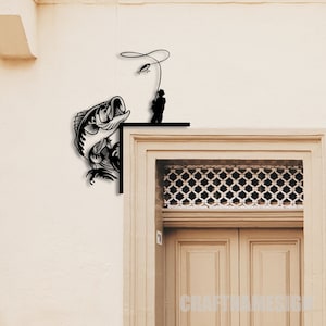 Fishing Door Corner Metal Wall Art, Fishing Door Topper, Fishing Door ...