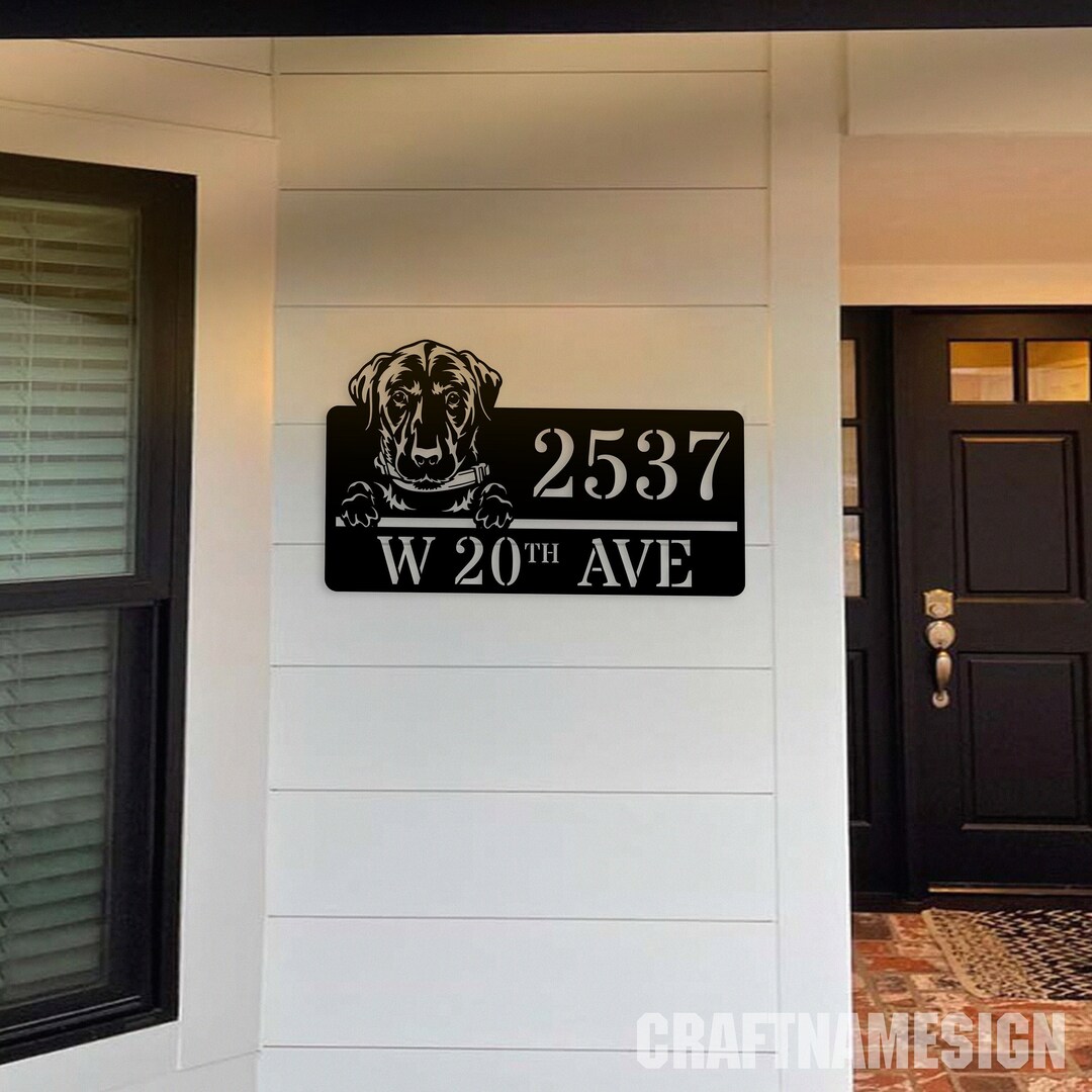 Custom Peeking Dogs Labrador Number Metal Address Sign, Personalized ...