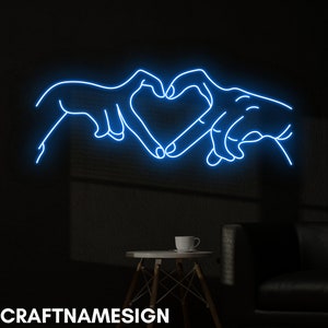 Hand Heart Neon Sign, Hand Heart Valentine Led Sign, Custom Neon Sign ...