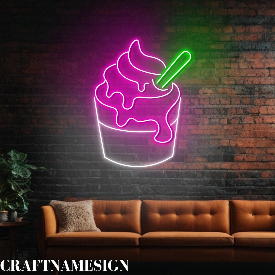Ice Cream Cup Led Sign, Ice Cream Dessert Neon Sign, Custom Neon Led ...