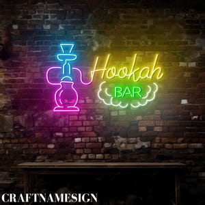 Hookah Bar Neon Sign, Shisha Hookah Bar Led Sign, Custom Neon Sign, Bar ...