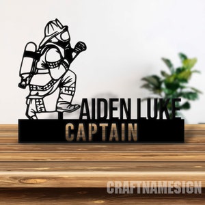 Custom Wooden Firefighter Desk Name Plate, Fireman Metal Nameplate for ...