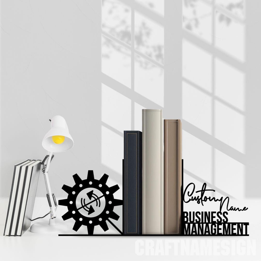 Custom Business and Management Metal Bookend, Personalized Name Book ...