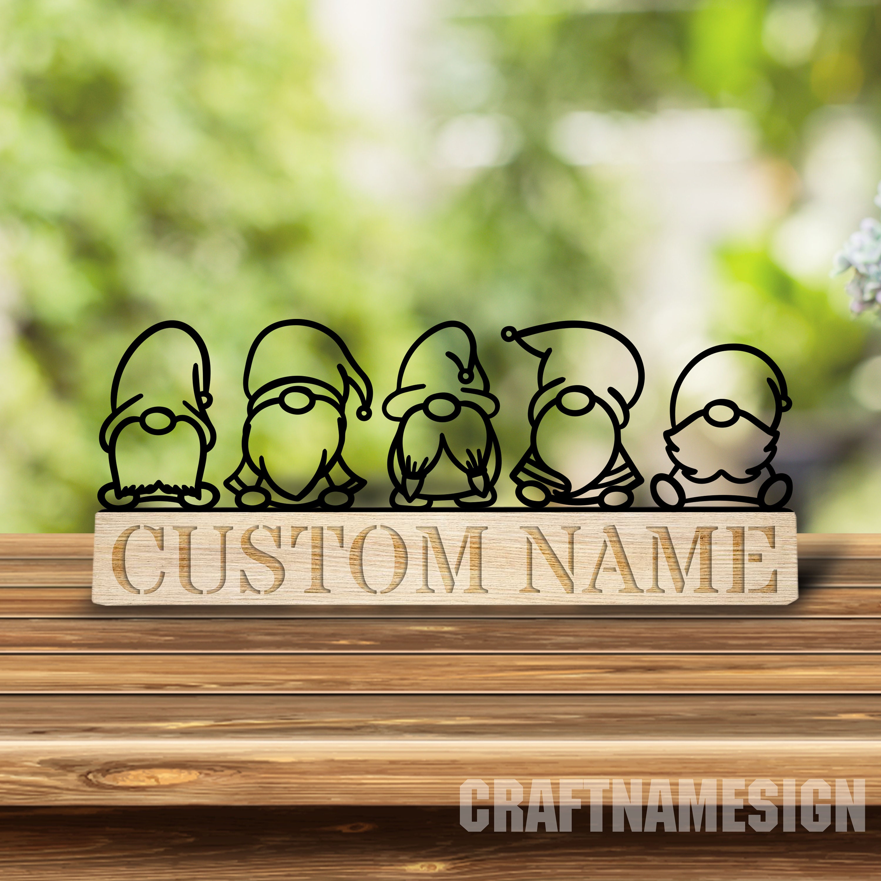Personalized Wooden Christmas Gnome Desk Name Plate, Custom Cute Gnome ...