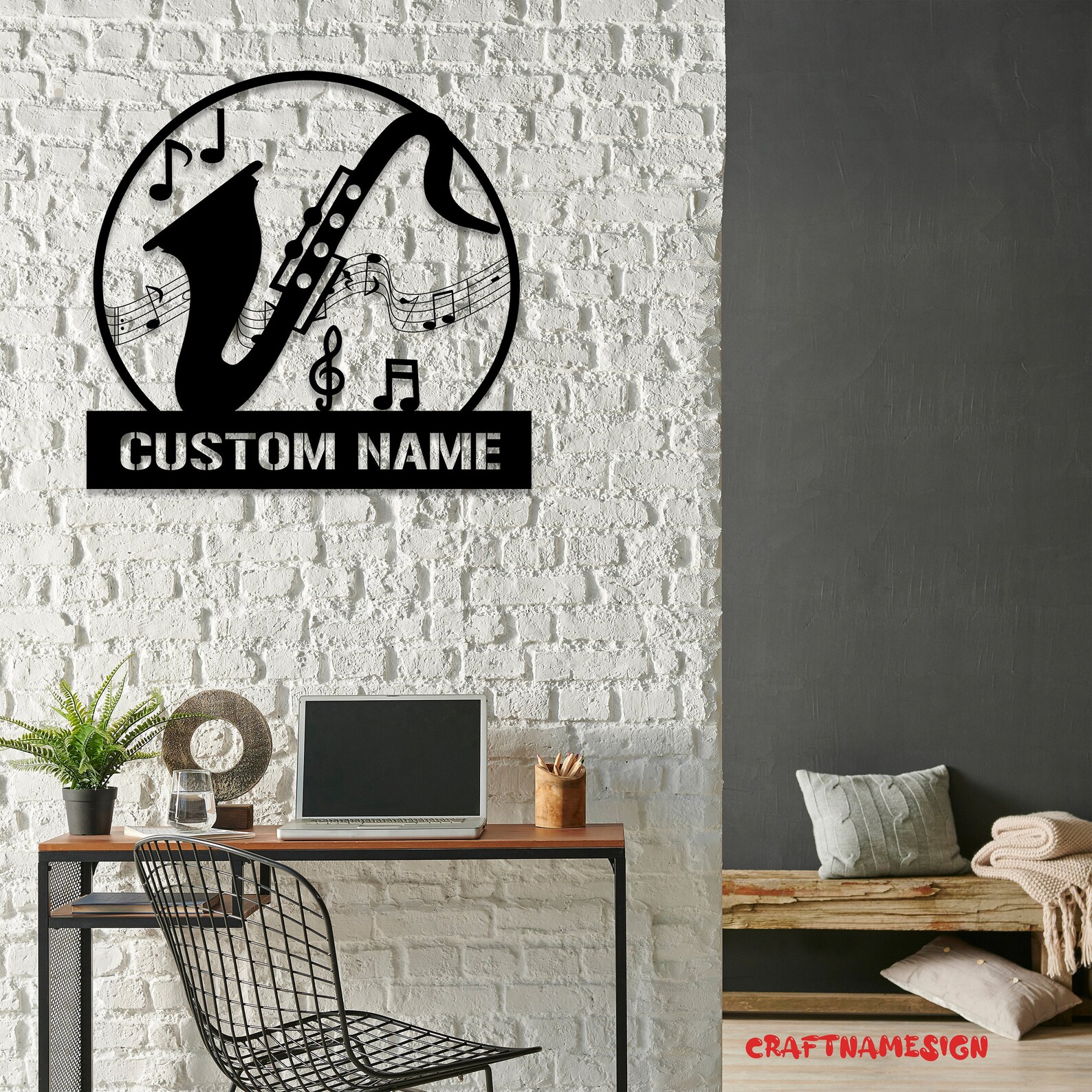 Custom Saxophone Musical Instrument Metal Wall Art LED Light ...