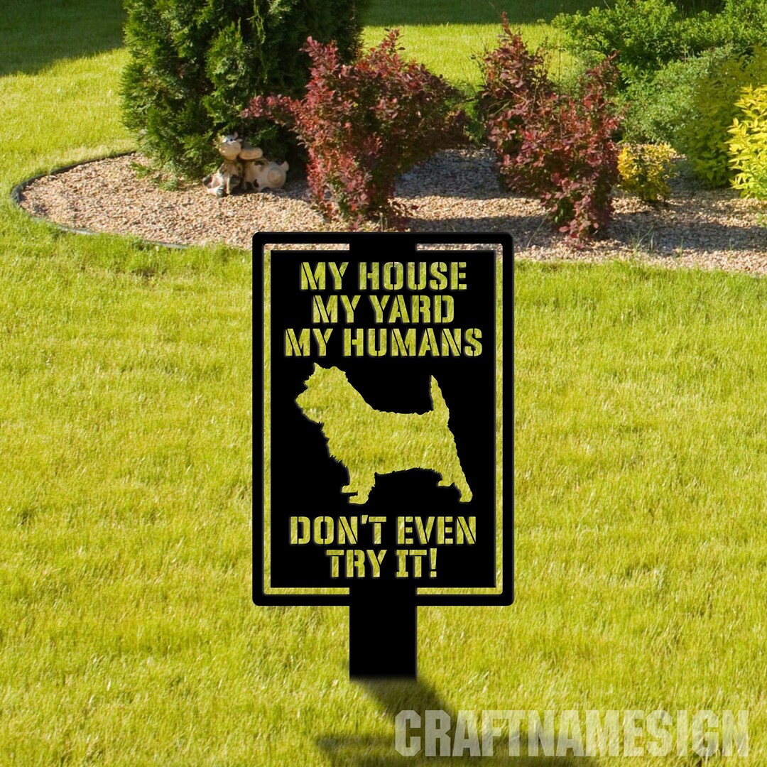 Dog on Site Sign Terrier Warning Dog Garden Stake, Dog Guardian Metal ...