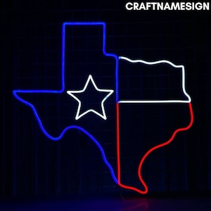 Happy 4th of July Texas Map Neon Sign, Texas US State Independence Day ...