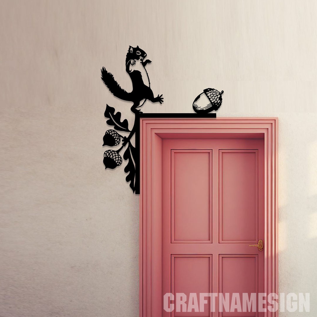 Squirrel With Nuts Door Corner Metal Wall Art, Squirrel Door Topper ...