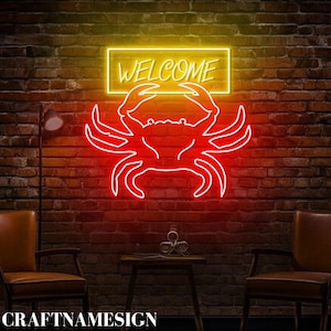 Crab Seafood Restaurant Welcome Led Sign, Crab Store Neon Sign, Custom ...