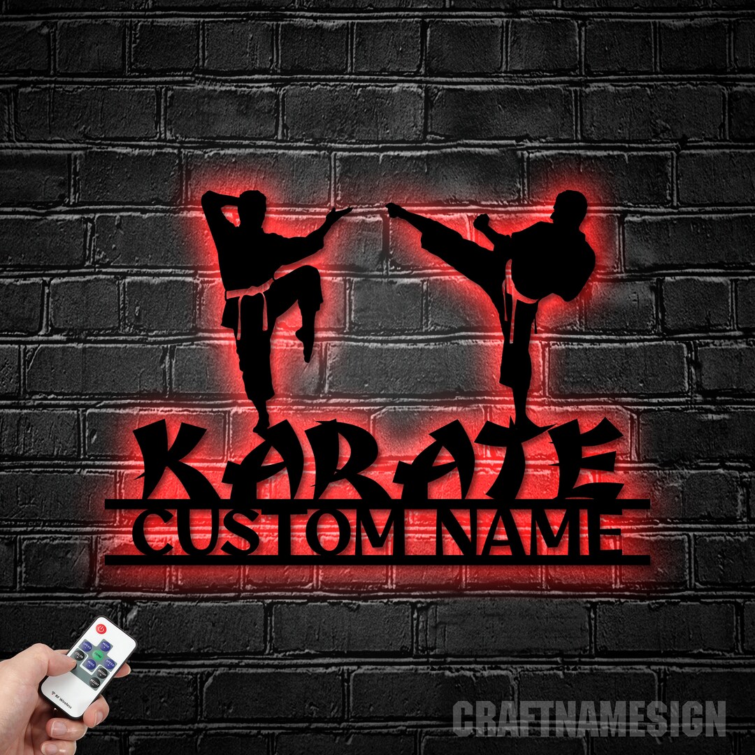 Custom Boy Karate Martial Arts Metal Wall Art With LED Light - Personalized Kid Karate Name Sign ...