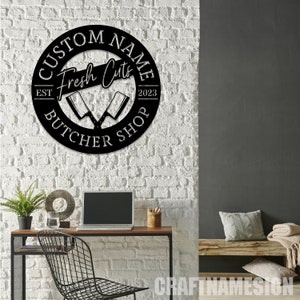 Custom Meat Shop Metal Wall Art LED Light, Metal Name Sign Outdoor ...