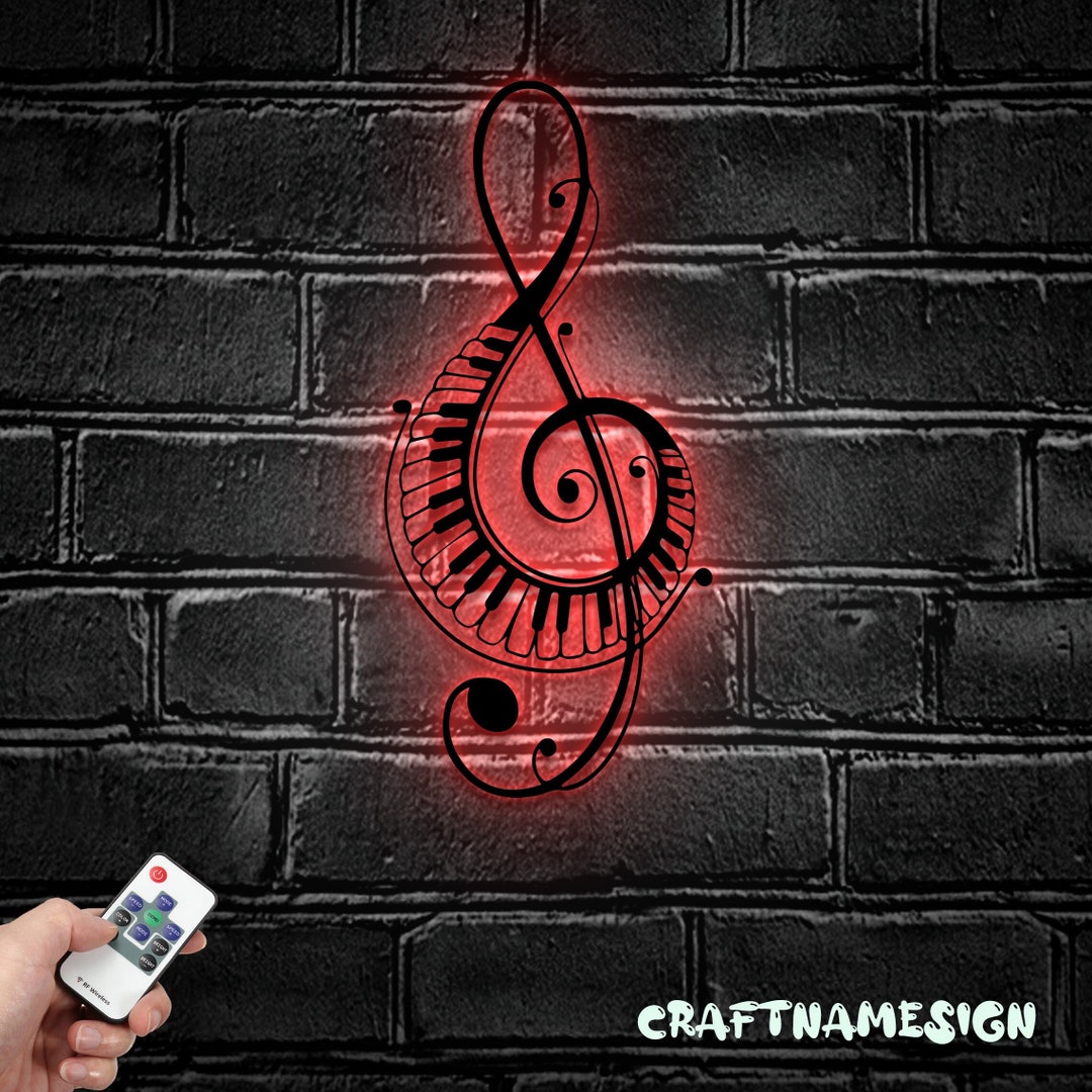 Custom Musical Note Piano Player Metal Wall Art LED Light ...