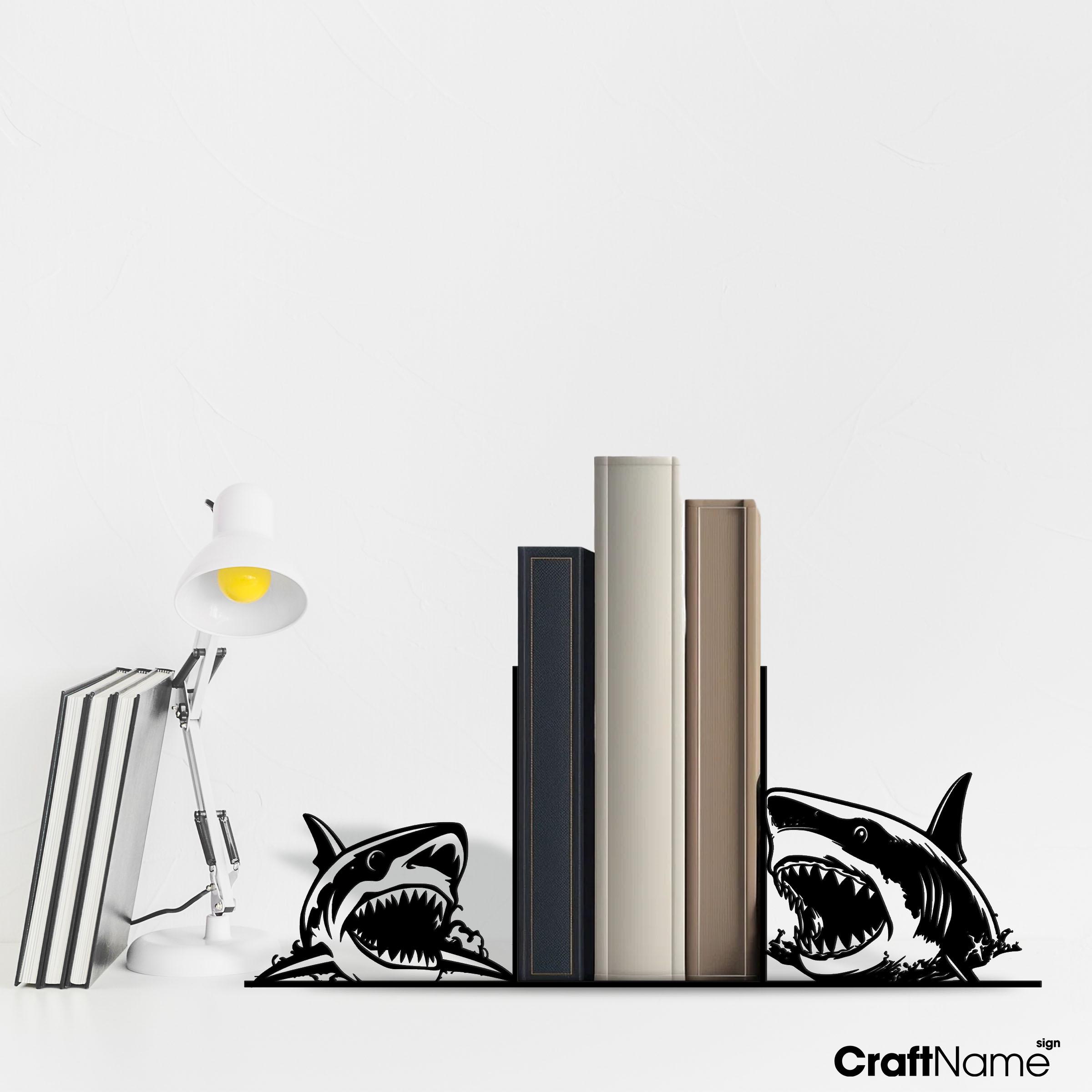 Custom Shark Metal Book End Study Desk Decor, Shark Lover Bookend Metal ...