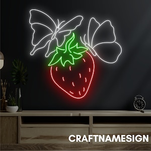 Butterflies Strawberry Led Sign, Butterflies Strawberry Neon Sign ...
