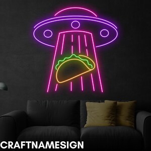 UFO Abduction Tacos Neon Sign, Tacos UFO Led Sign, Custom Neon Sign ...