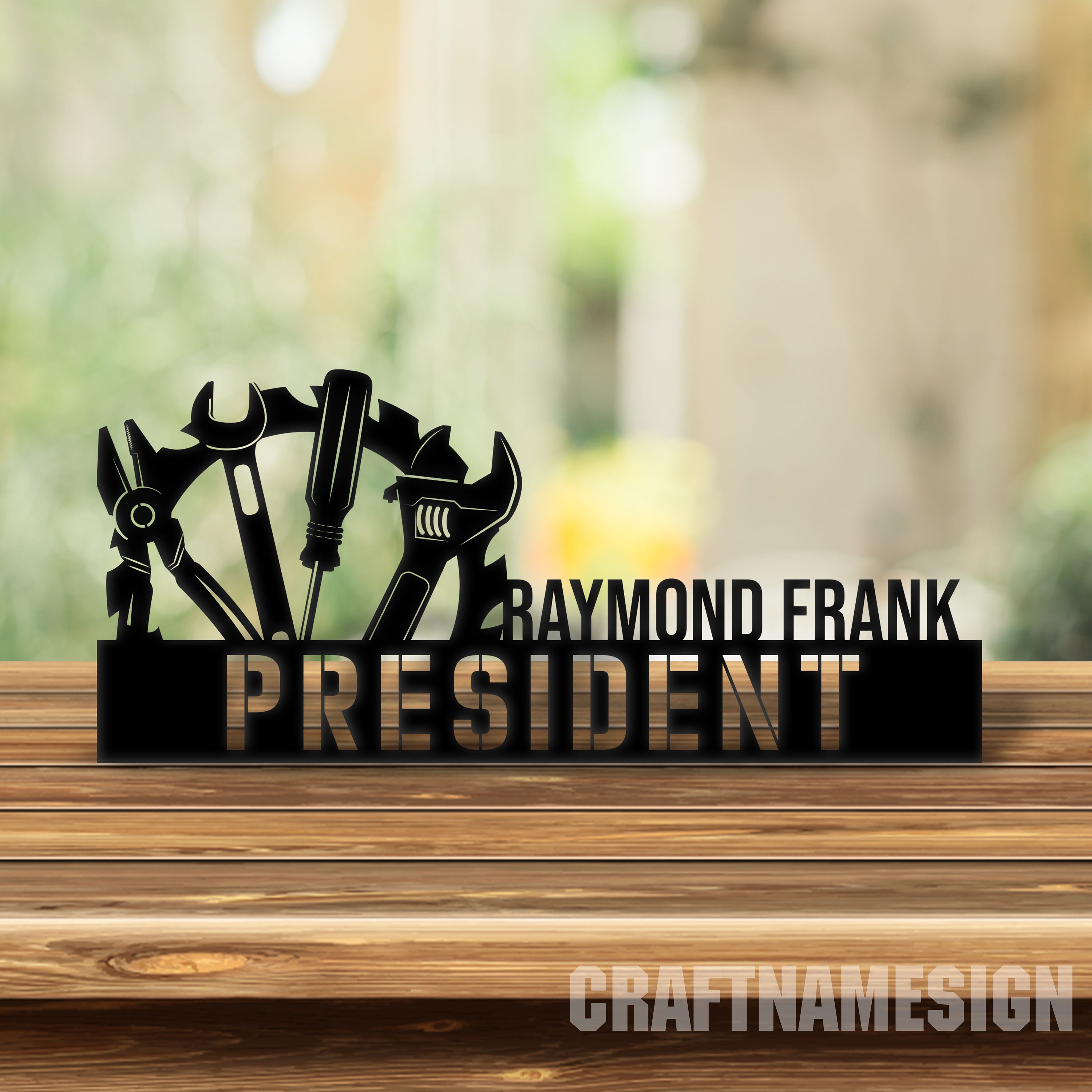 Custom Wooden Mechanic Desk Name Plate, Garage Mechanical Engineer ...