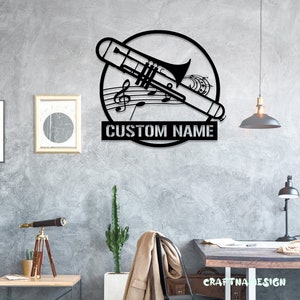 Custom Trombone Musical Instrument Metal Wall Art LED Light ...