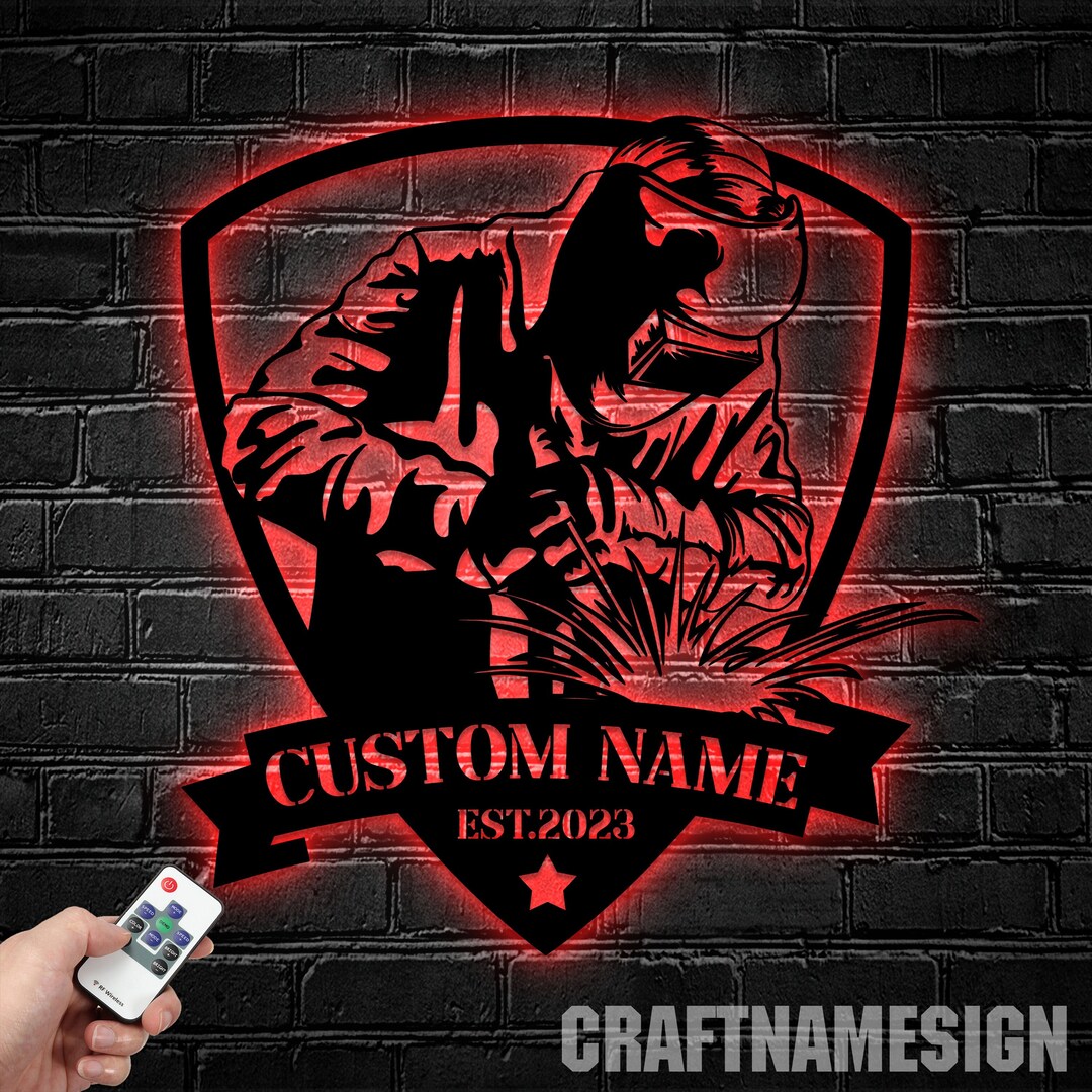 Custom Welding Metal Wall Art LED Light Personalized Welder Name Sign ...