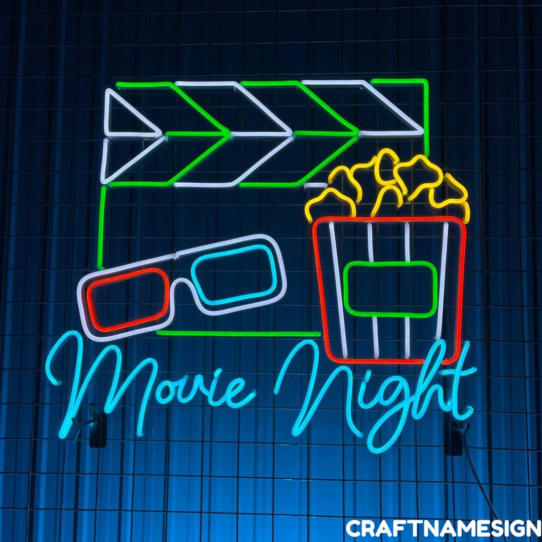 Movie Night Neon Sign, Open Movie Cinema Led Sign, Custom Neon Sign ...