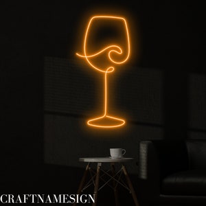 Wine Glass Line Led Sign, Wine Glass Neon Sign, Custom Neon Sign, Wine ...