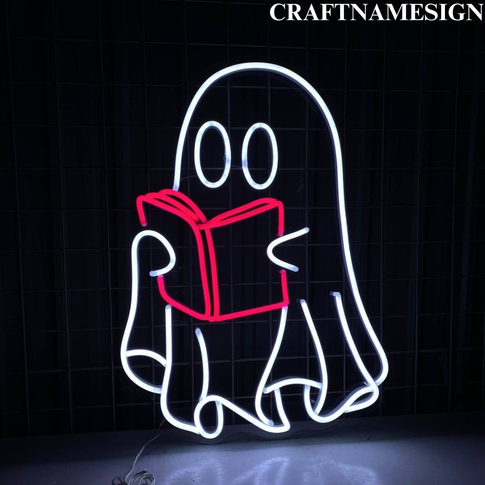 Ghost Reading Book Neon Sign, Ghost Read Book Led Sign, Custom Neon ...