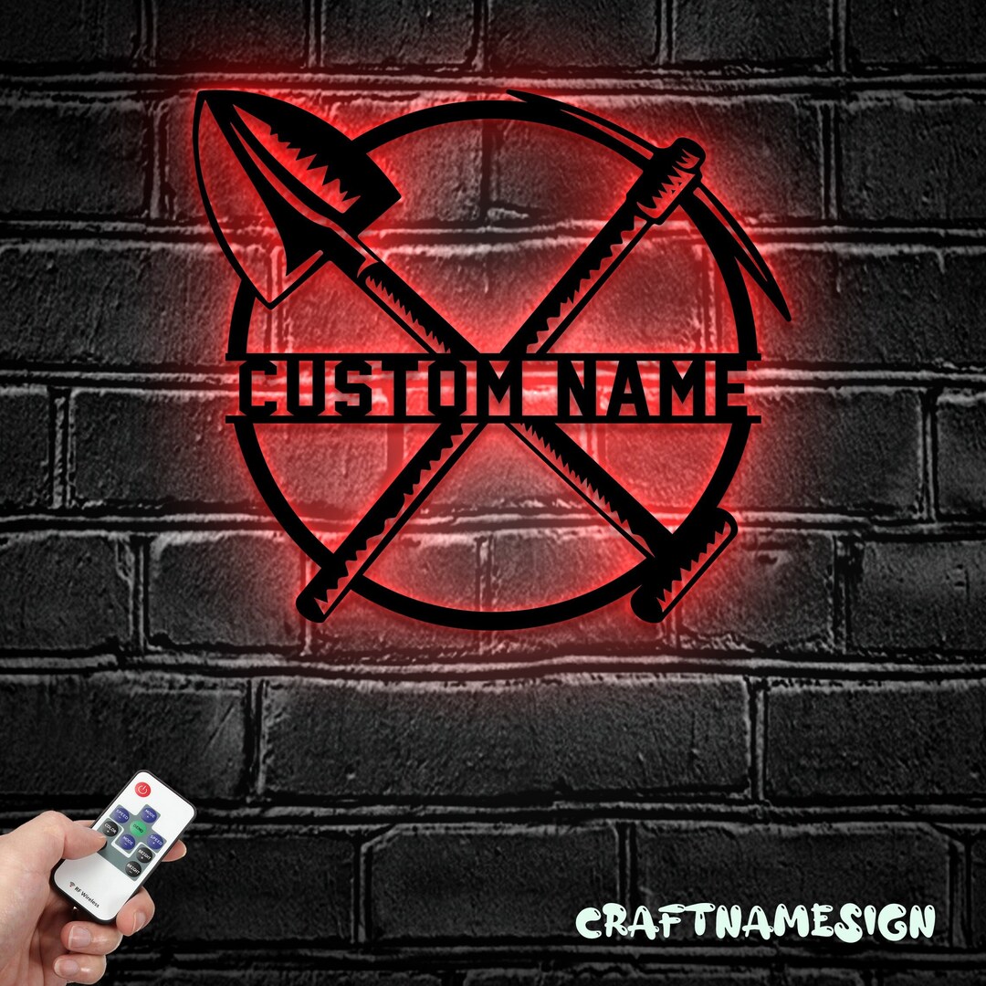 Custom Coal Mining Metal Wall Art Led Light Personalized Miner Name ...