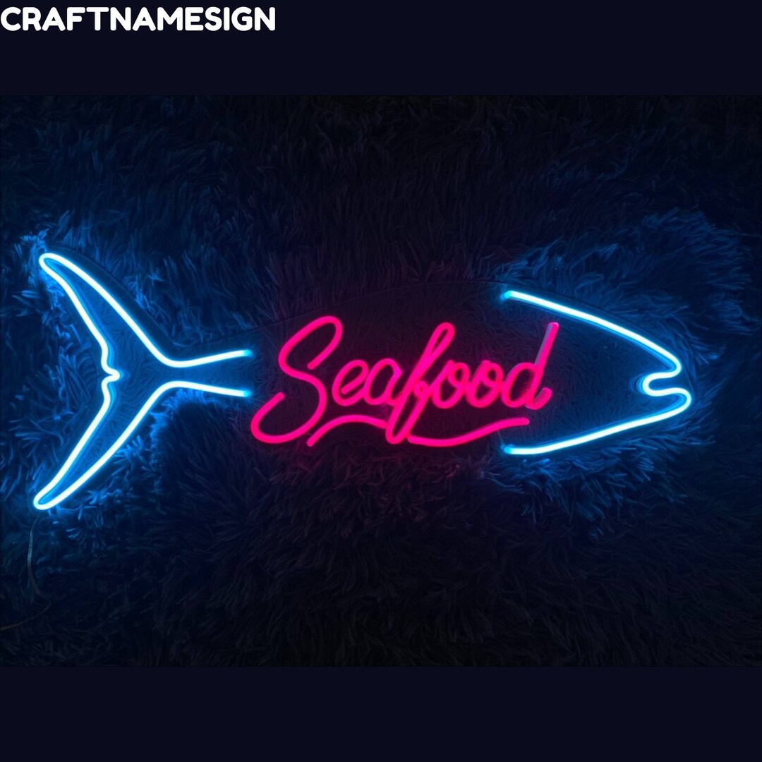 Seafood Signboard Neon Sign, Open Seafood Restaurant Led Sign, Custom ...