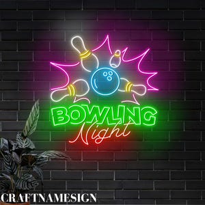 Bowling Night Neon Sign, Bowling Bar Led Sign, Custom Neon Sign, Open ...