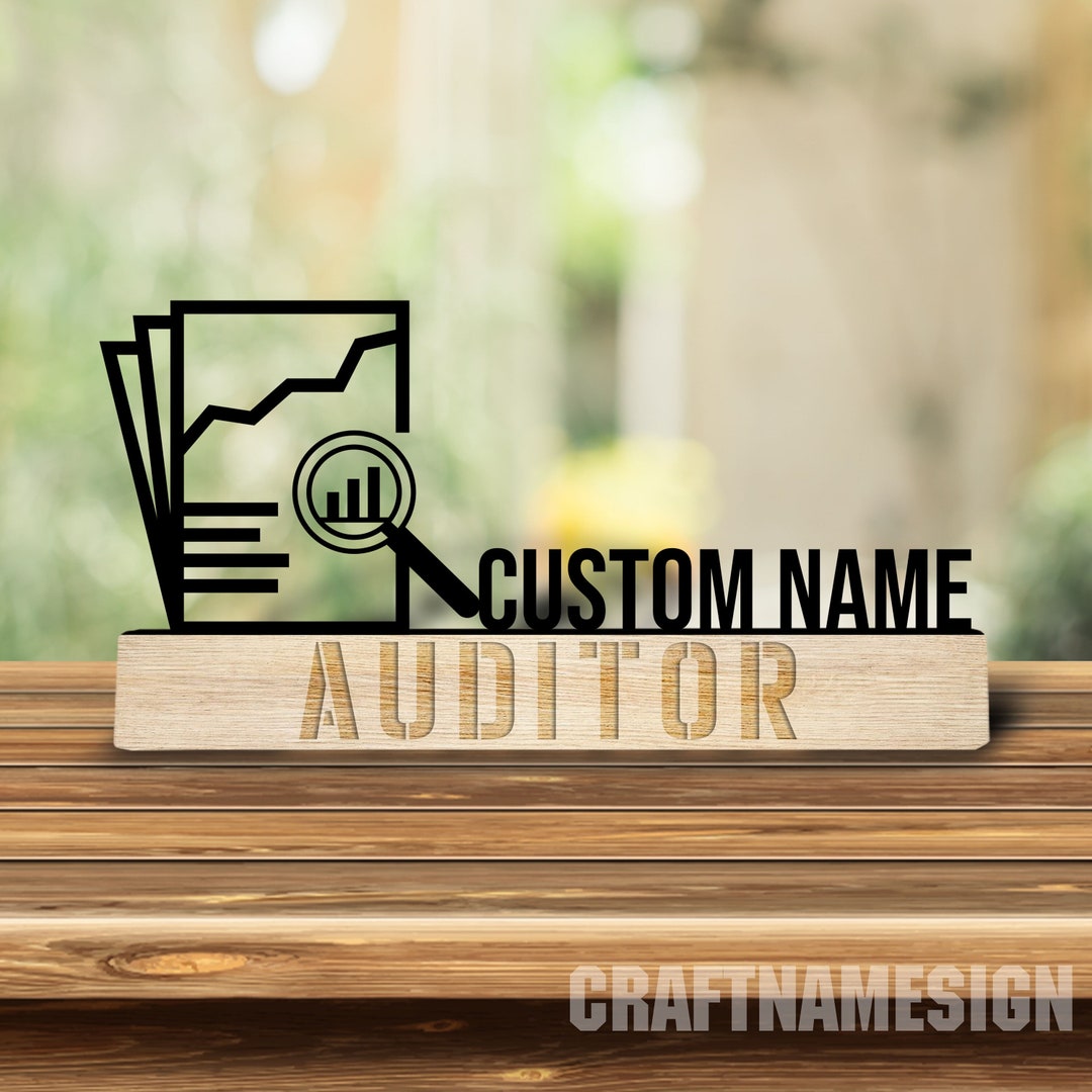 Custom Wooden Auditor Desk Name Plate, Auditor Metal Nameplate for Desk ...